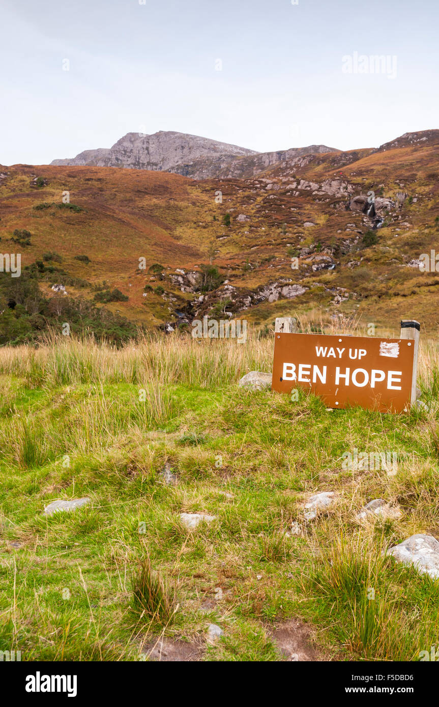 The signpost at the beginning of the path up Ben Hope, Scotland's most ...