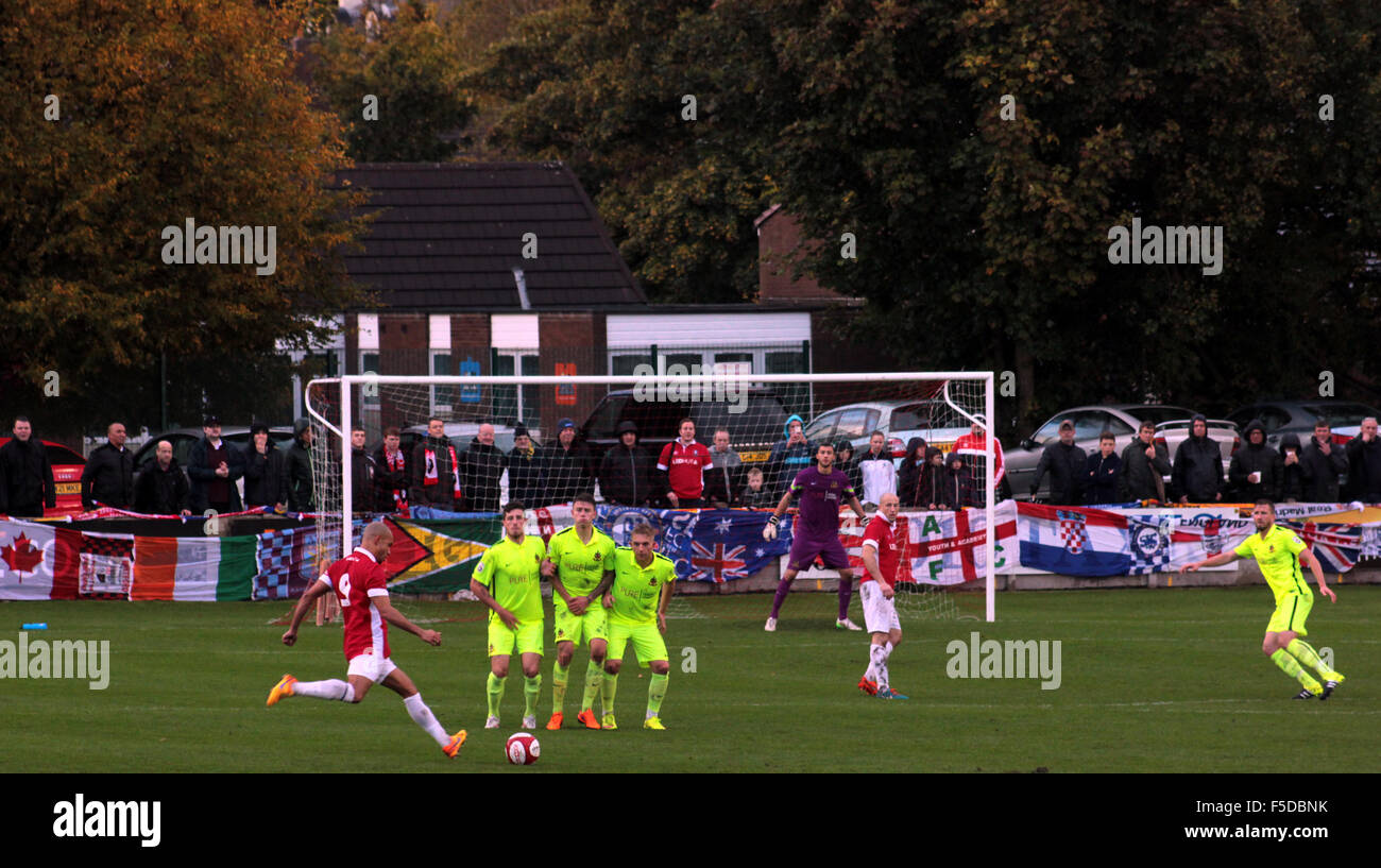 Salford City FC playing Southport in the F A Cup, A Salford player ...