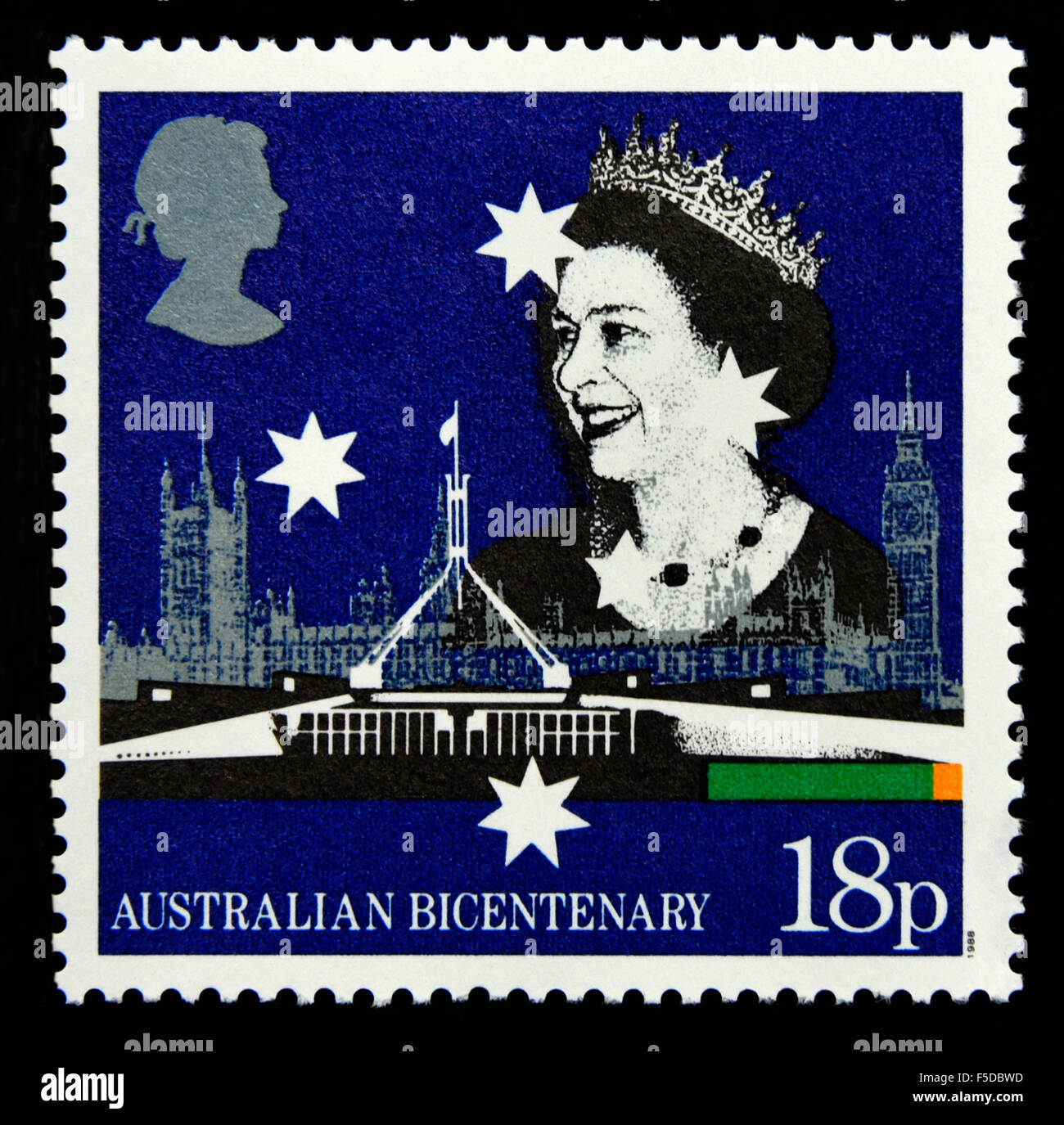 Postage stamp. Great Britain. Queen Elizabeth II. 1988. Bicentenary of ...