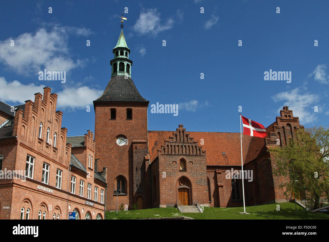 Svenborg in the Fyn island in Denmark - the church Stock Photo - Alamy