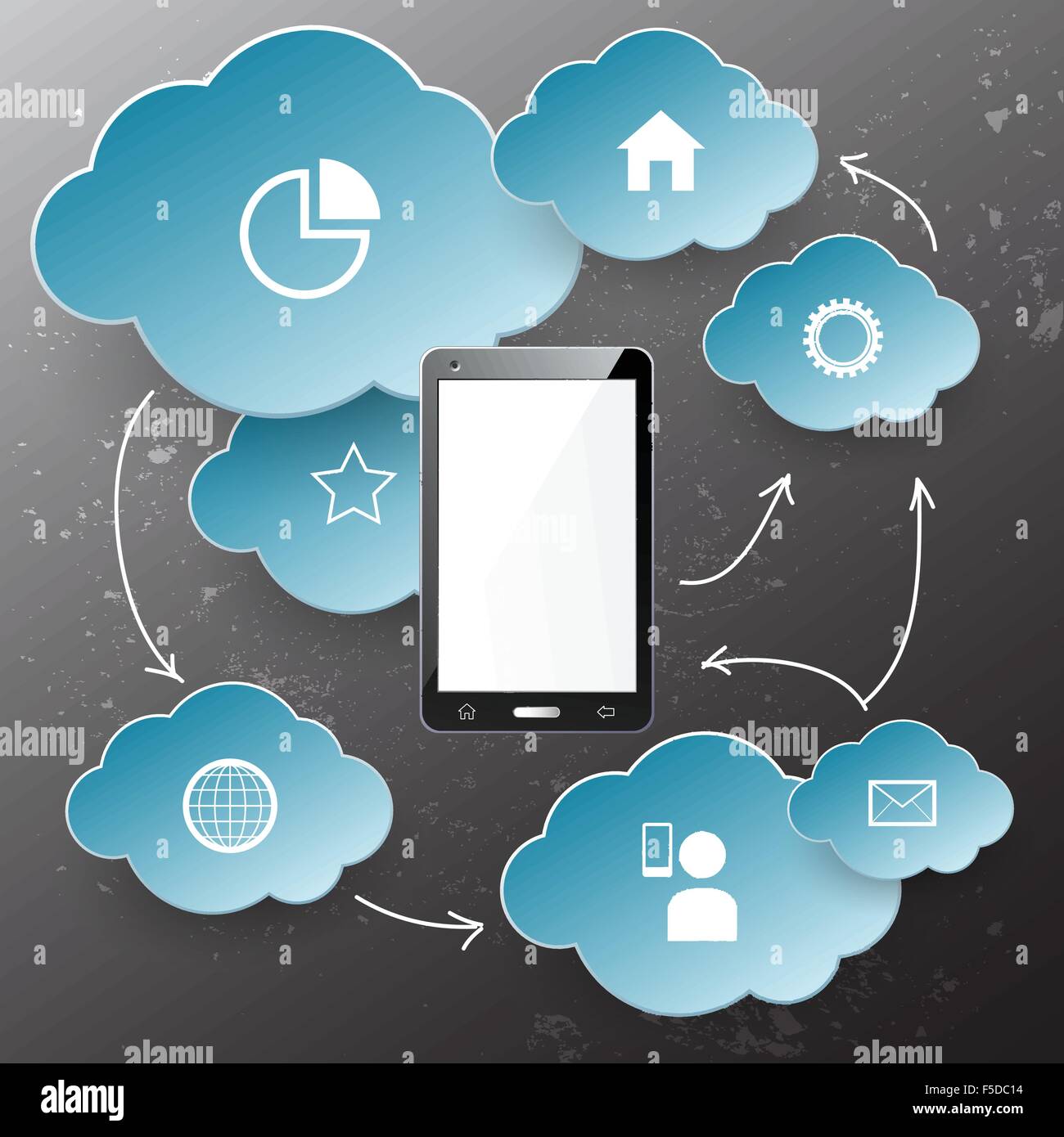 Modern technology illustration with computer and mobile phone Stock ...