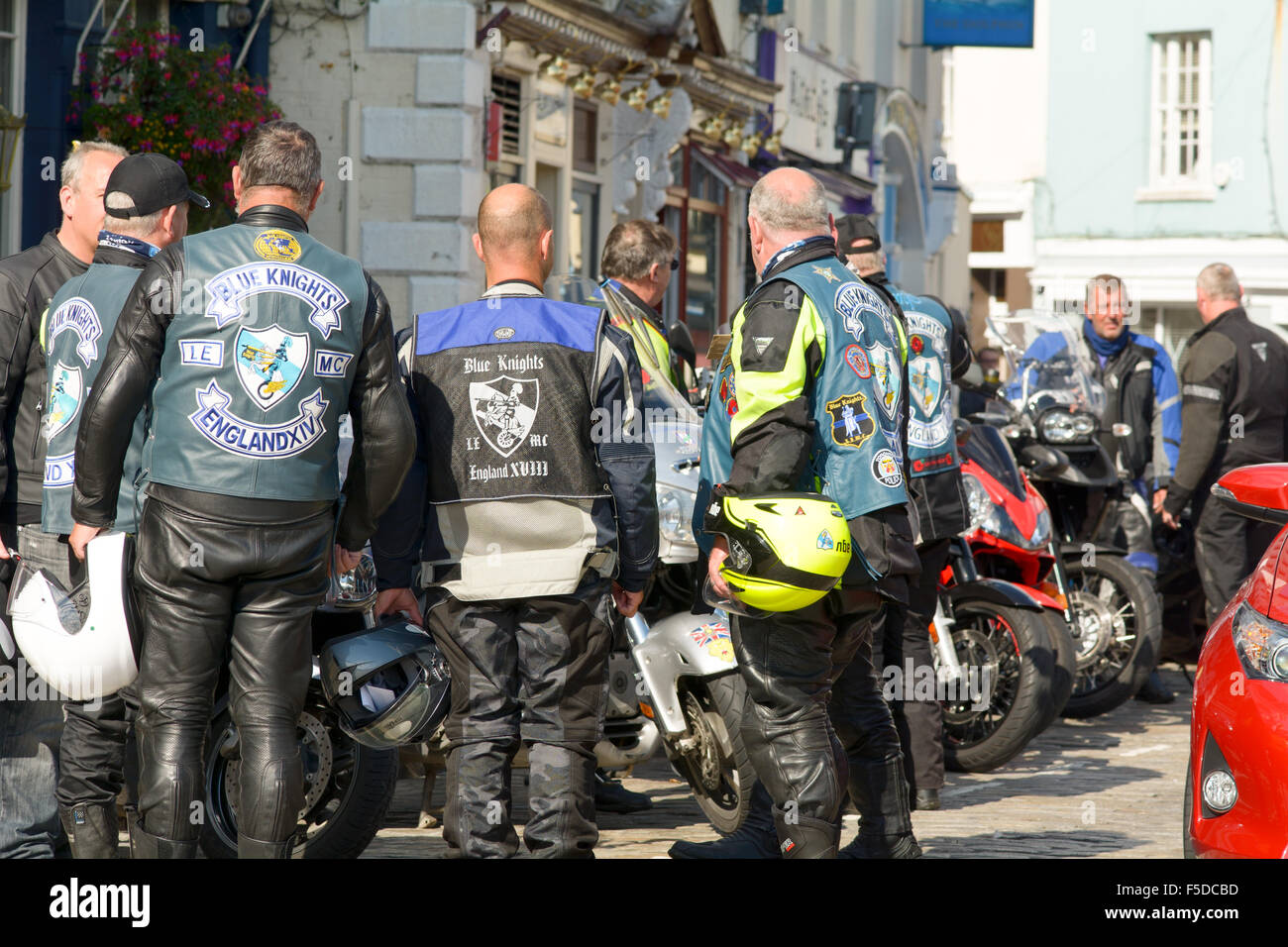 Blue Knights Motorcycle members gathering in Plymouth, Devon, England ...