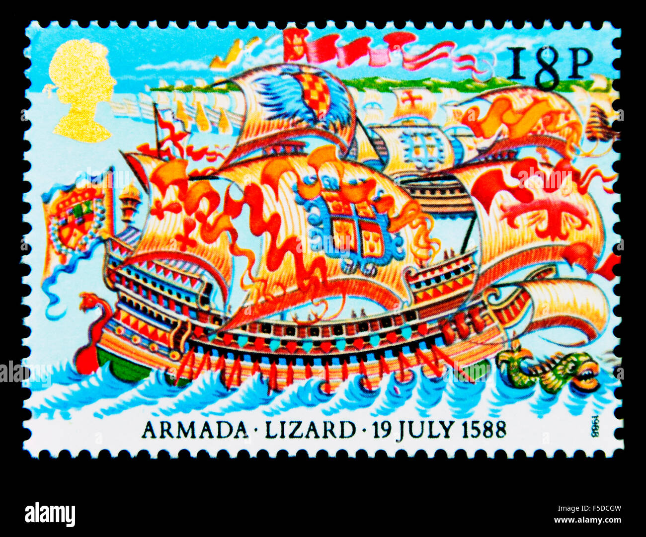 Postage stamp. Great Britain. Queen Elizabeth II. 1988. 400th ...
