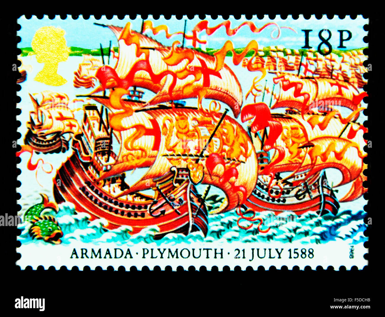 Postage stamp. Great Britain. Queen Elizabeth II. 1988. 400th ...
