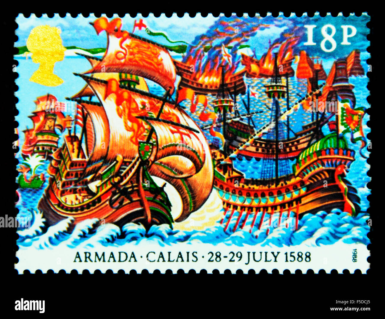 Postage stamp. Great Britain. Queen Elizabeth II. 1988. 400th ...
