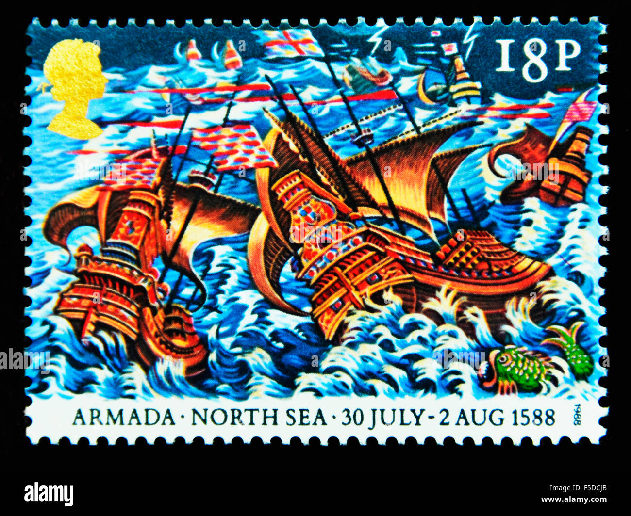 Postage stamp. Great Britain. Queen Elizabeth II. 1988. 400th ...