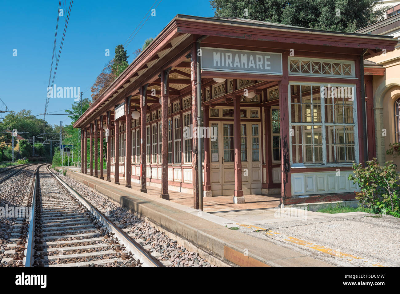 Trieste Miramare, the platform at the Miramare train station Italy ...