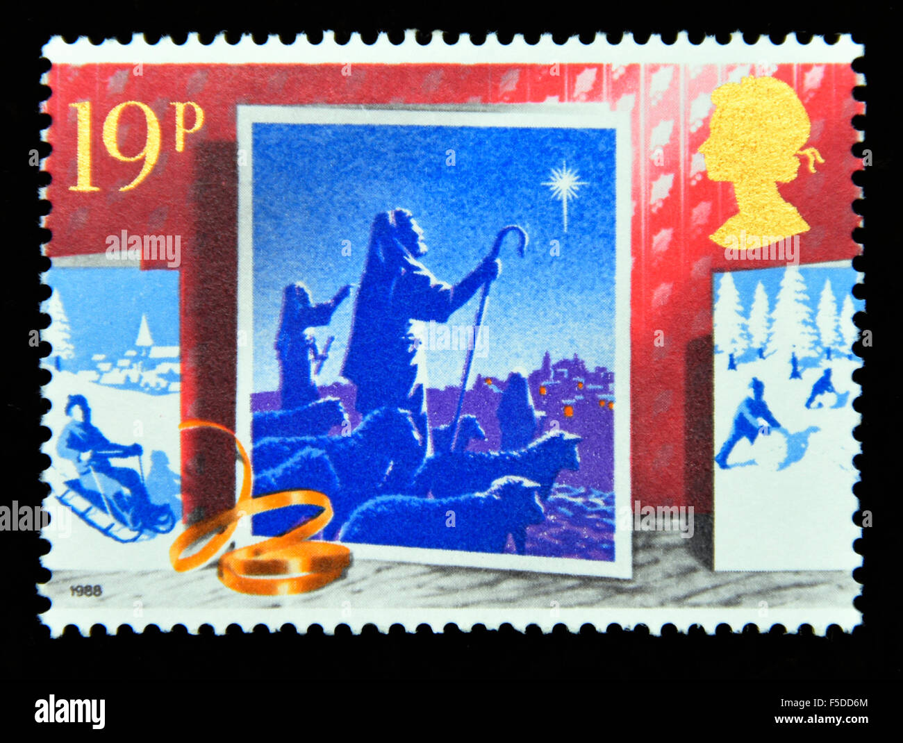 Postage stamp. Great Britain. Queen Elizabeth II. 1988. Christmas ...