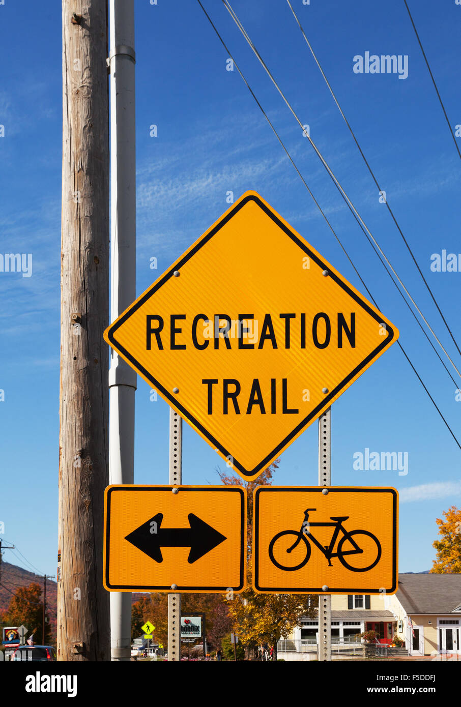 Recreation Trail sign, Stowe Recreation Path, Stowe, Vermont USA Stock ...