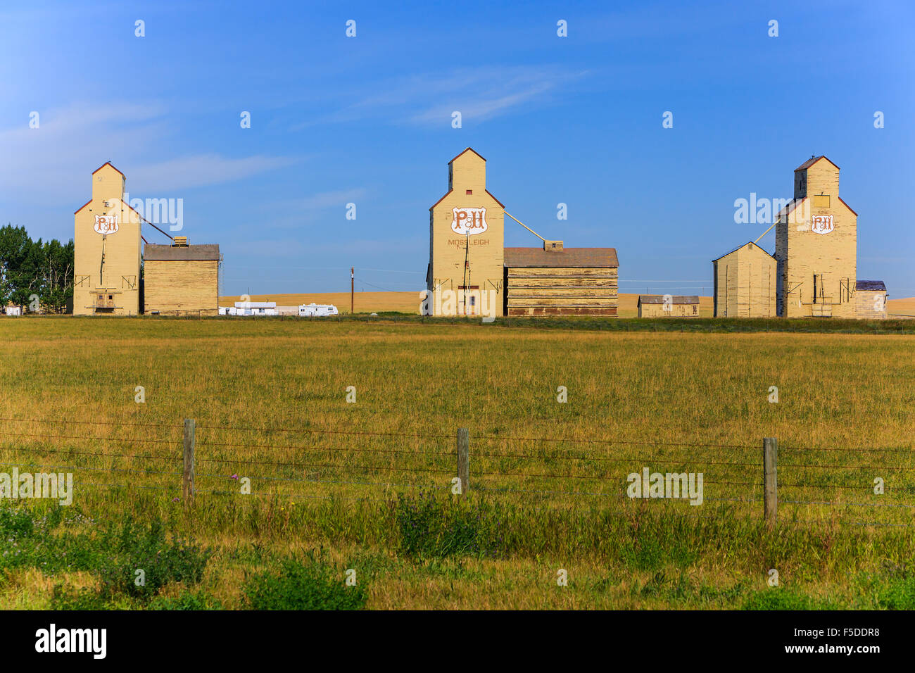 Grain Elevators at Mossleigh, Alberta, Canada Stock Photo - Alamy