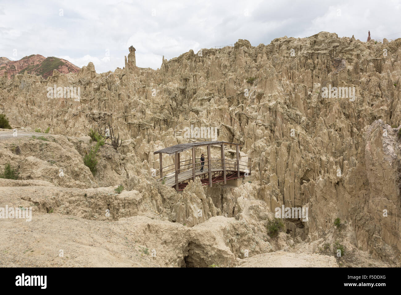 Bridge over the chasm in the Moon Valley (Valle de la Luna), Bolivia ...