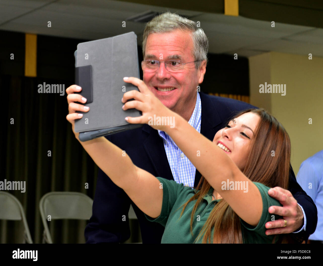 Jeb Bush attends a town hall style meeting with high school students at ...