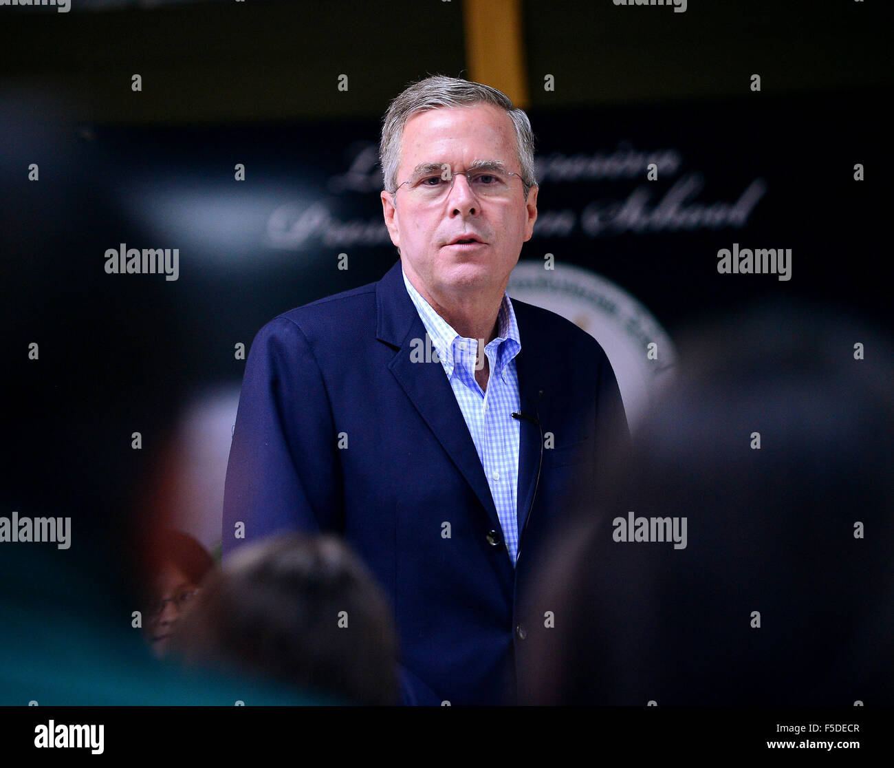 Jeb Bush attends a town hall style meeting with high school students at ...