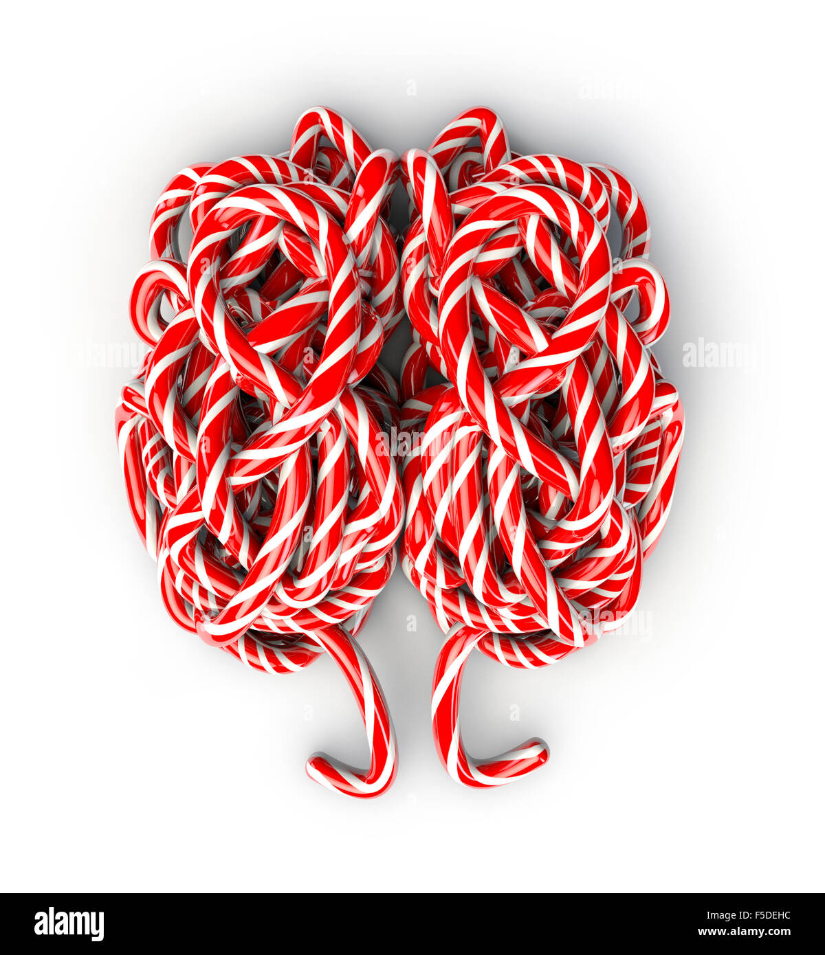 Candy cane brain / 3D render of brain formed by swirls of christmas ...