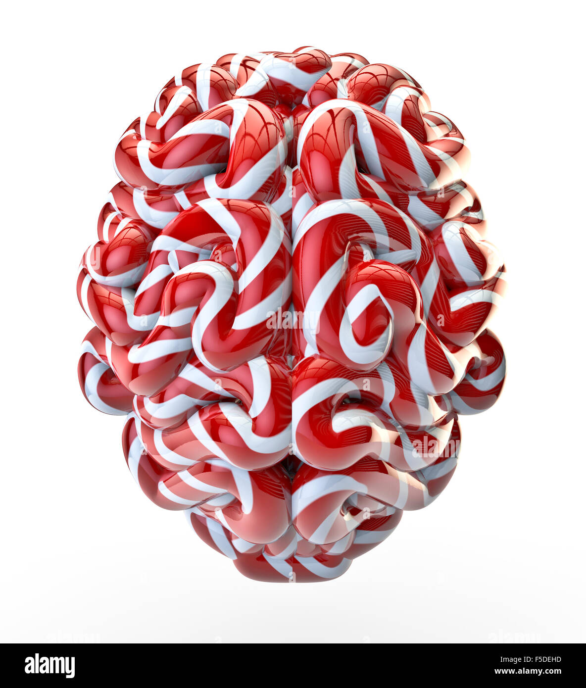 Candy cane brain / 3D render of brain formed by swirls of christmas ...