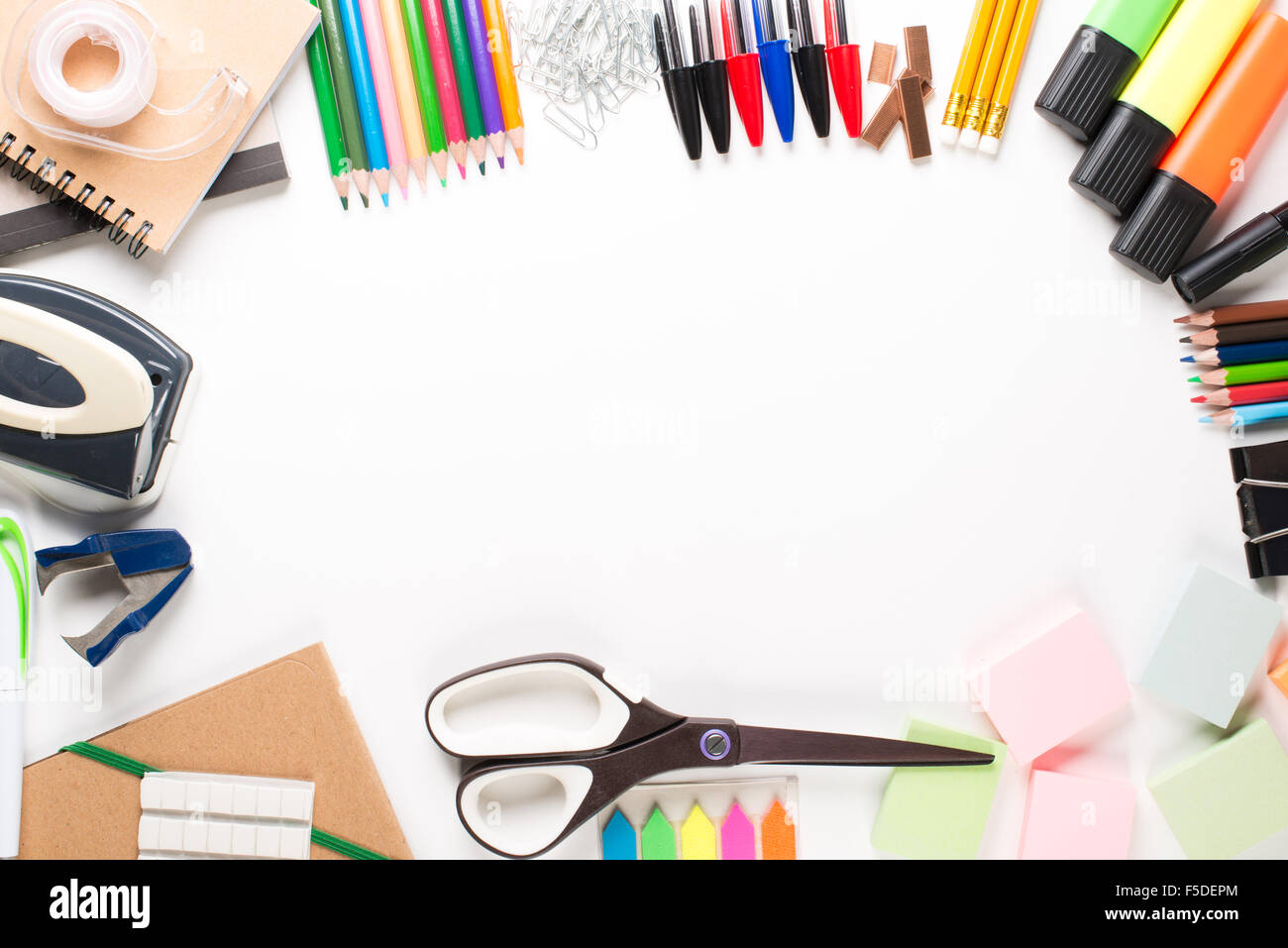 School equipment on white background Stock Photo - Alamy