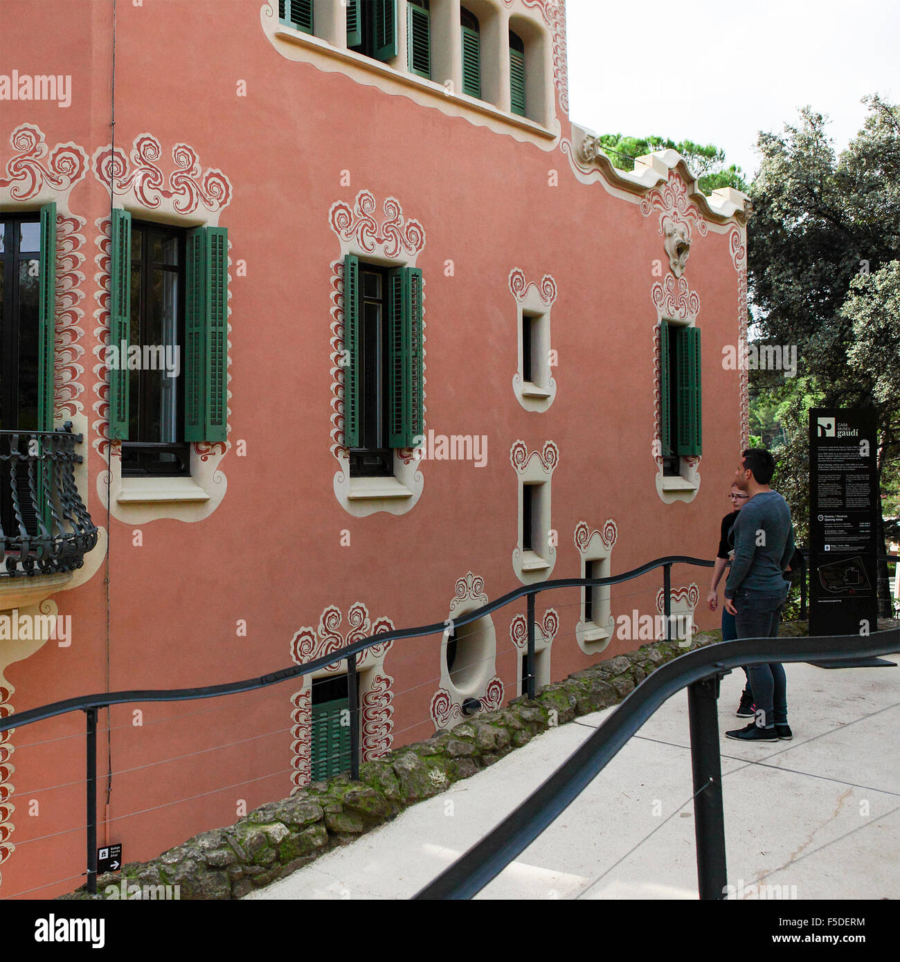 The entrance and walkway to the Gaudi House Museum in Park Guell ...