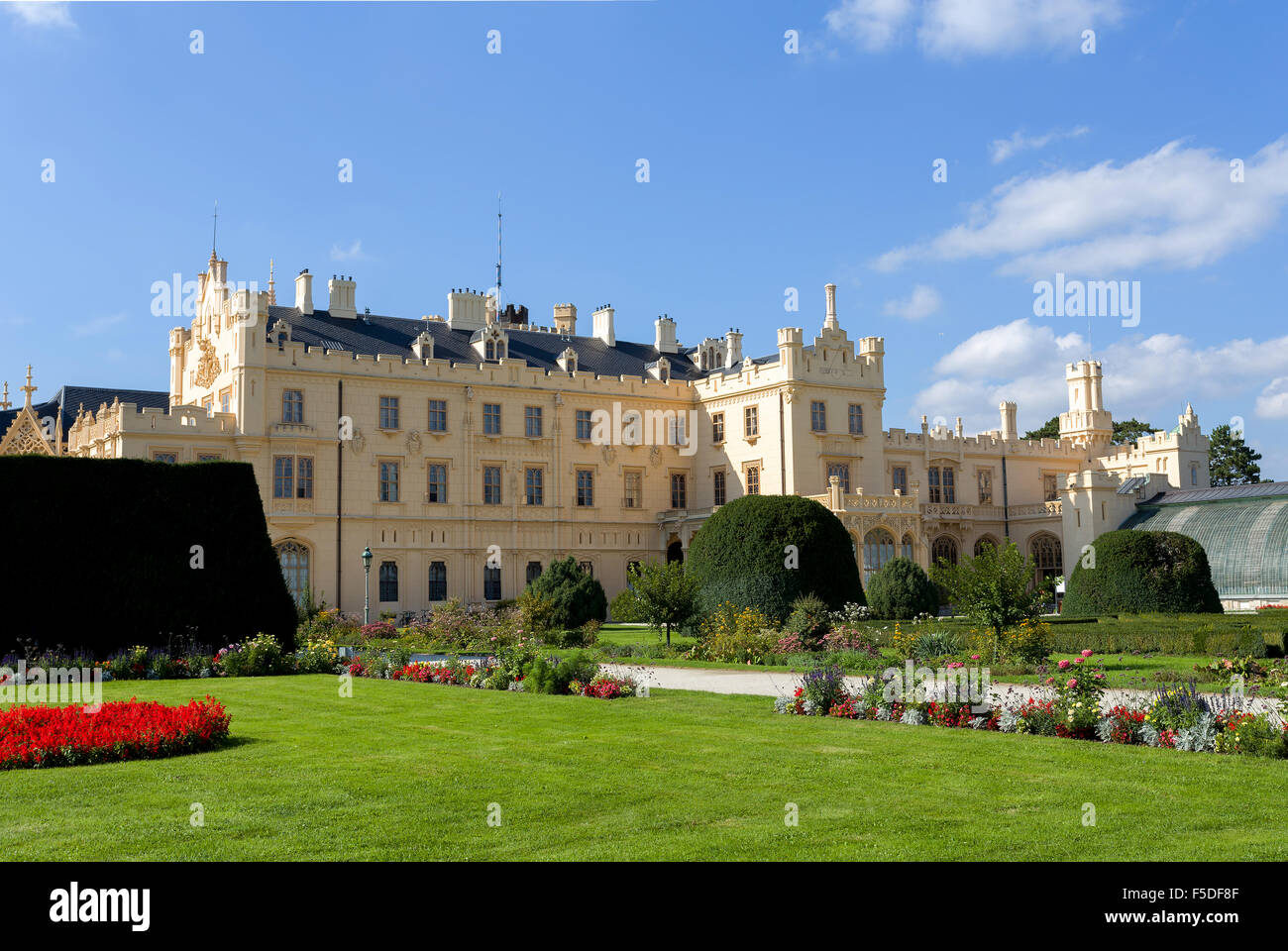 Front View of Lednice Castle at Sunset, UNESCO World Heritage in ...