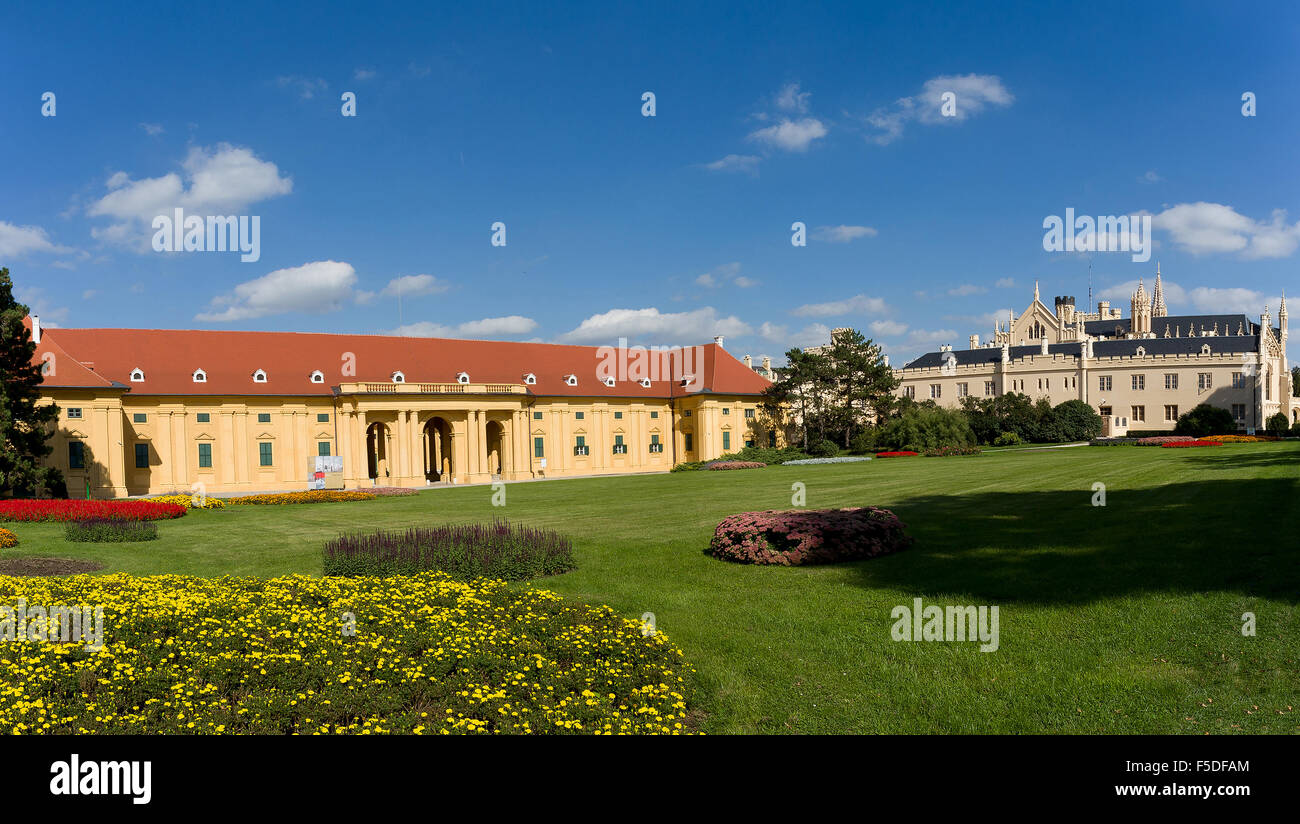 Front View of Lednice Castle at Sunset, UNESCO World Heritage in ...