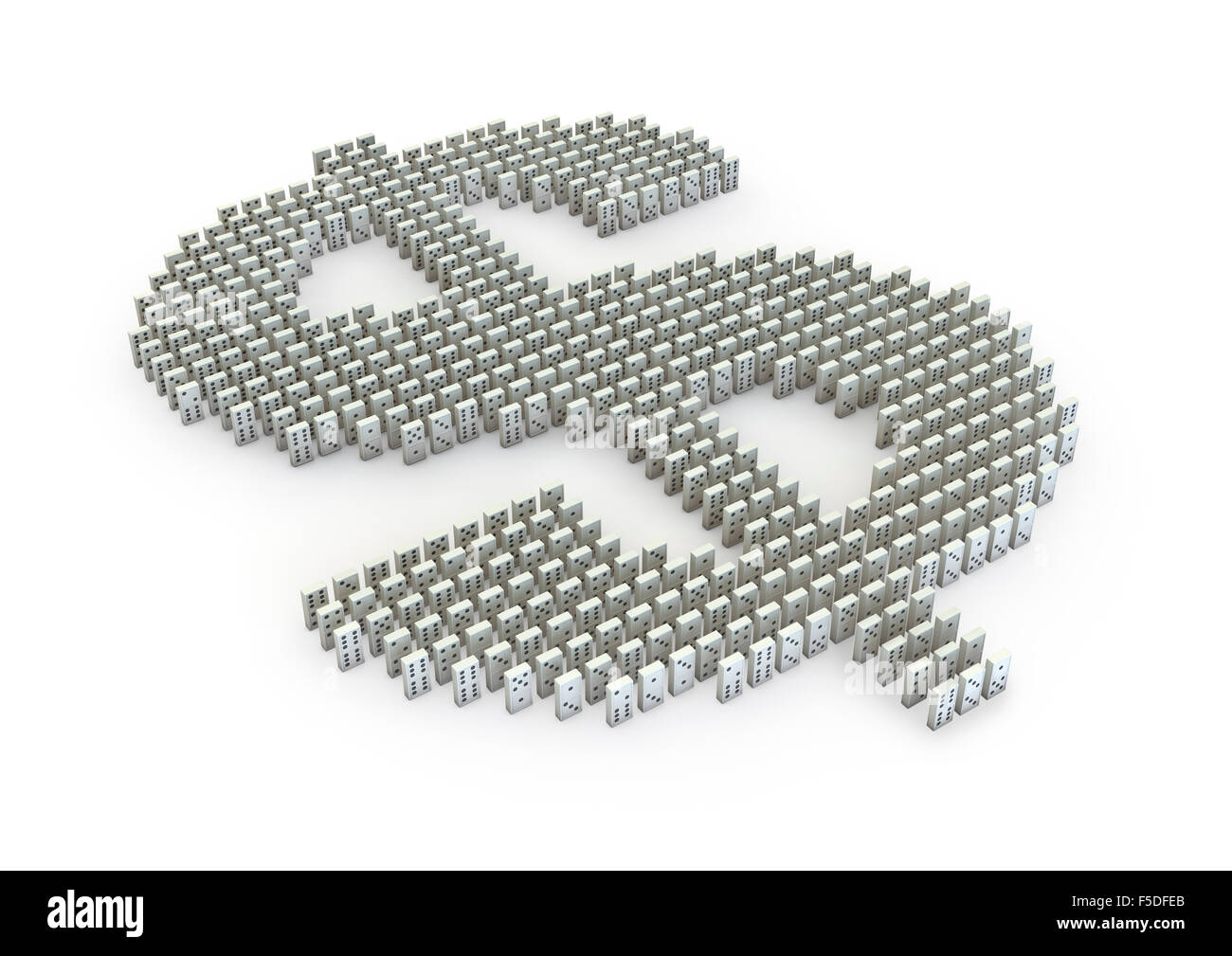 Domino effect / 3D render of domino pieces forming dollar symbol Stock ...