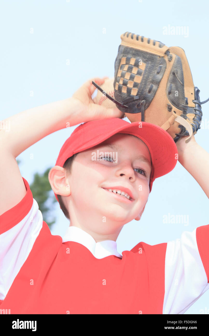 nice child happy to play baseball Stock Photo - Alamy