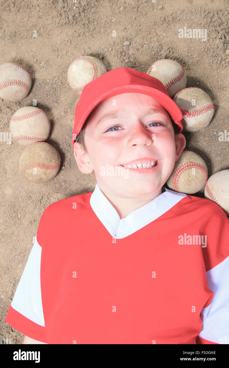 nice child happy to play baseball Stock Photo - Alamy