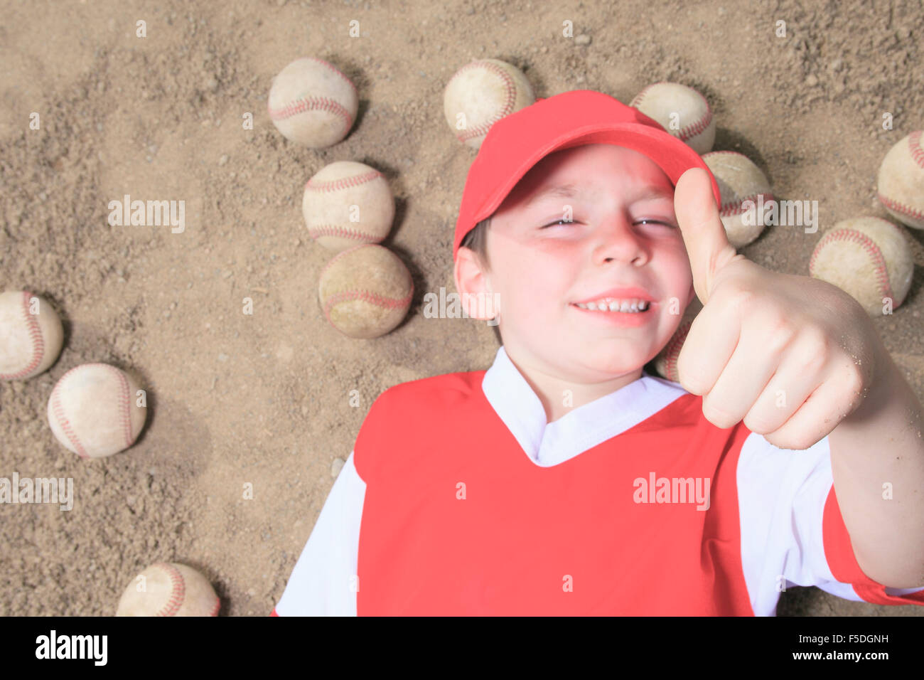 nice child happy to play baseball Stock Photo - Alamy