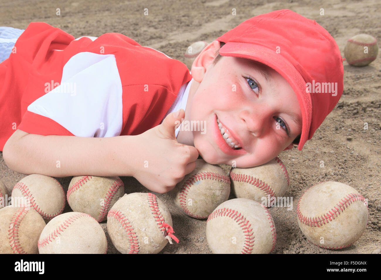 nice child happy to play baseball Stock Photo - Alamy