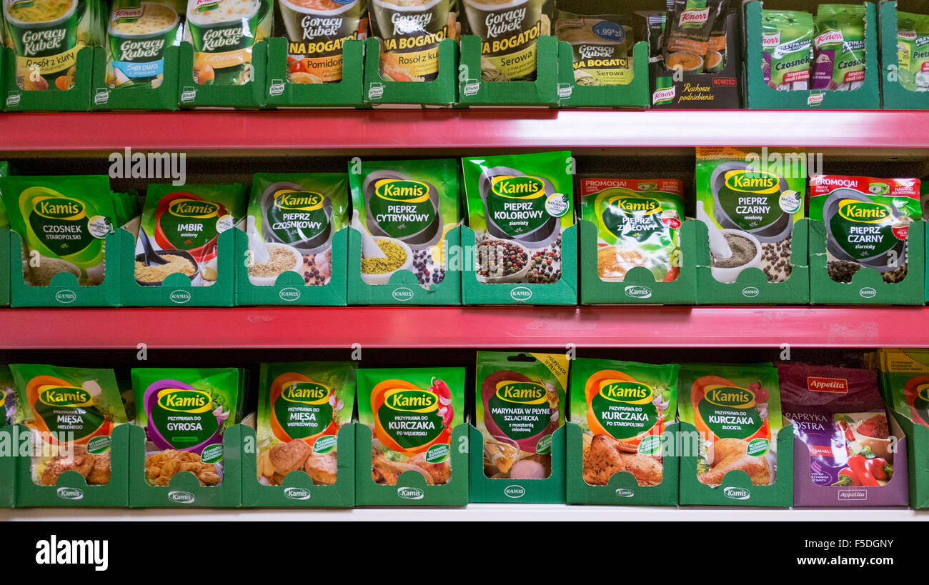 Selection of Polish Kamish supermarket produce; foreign foods ...