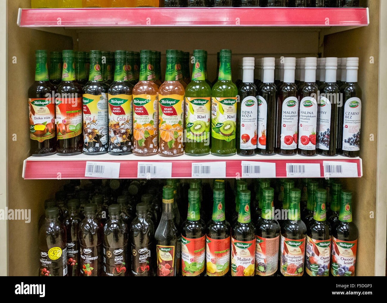 Selection of Polish supermarket produce, foods & household packaged ...