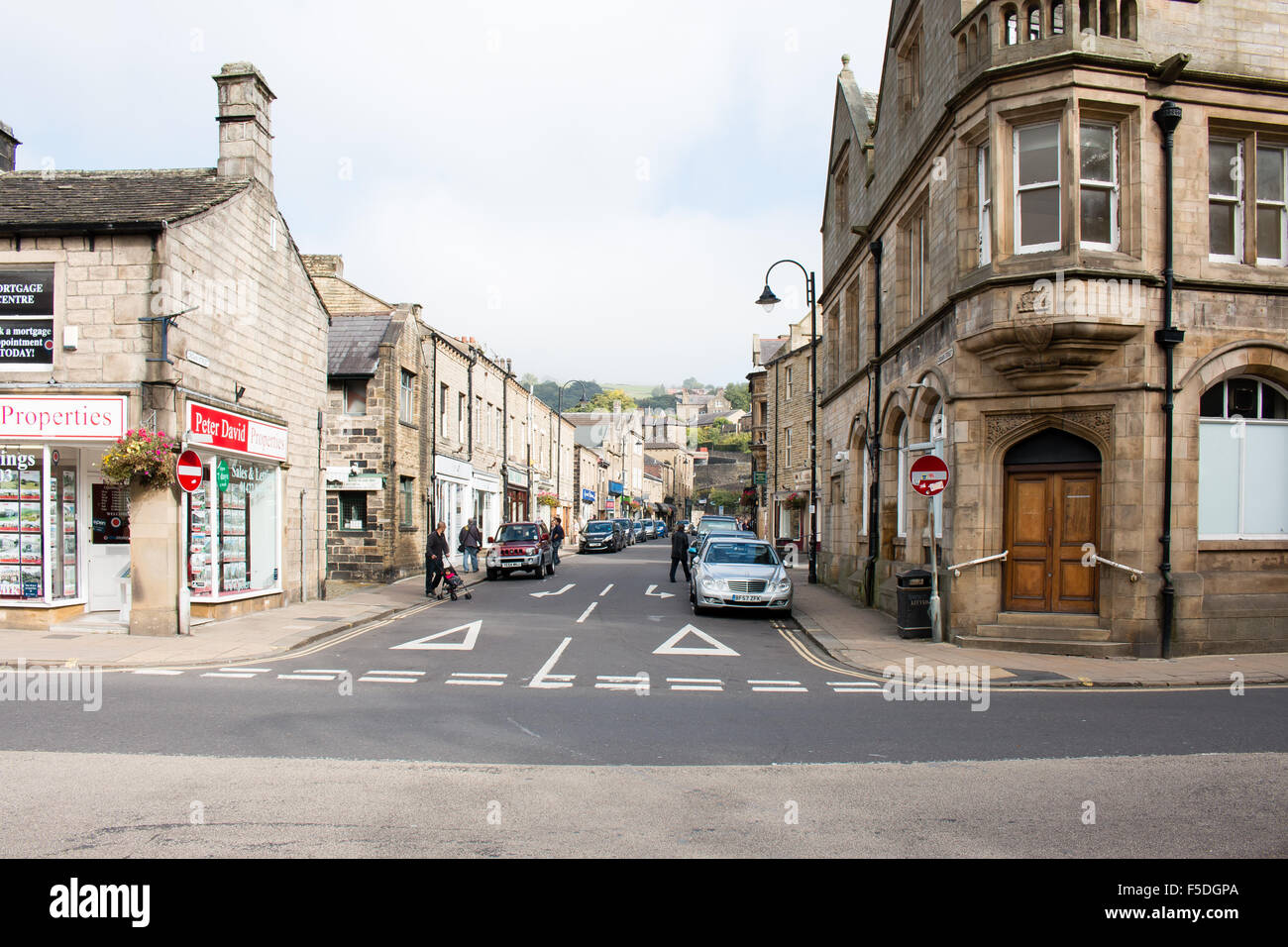 Townscape of Hebden Bridge town centre during a sunny day. Hebden ...