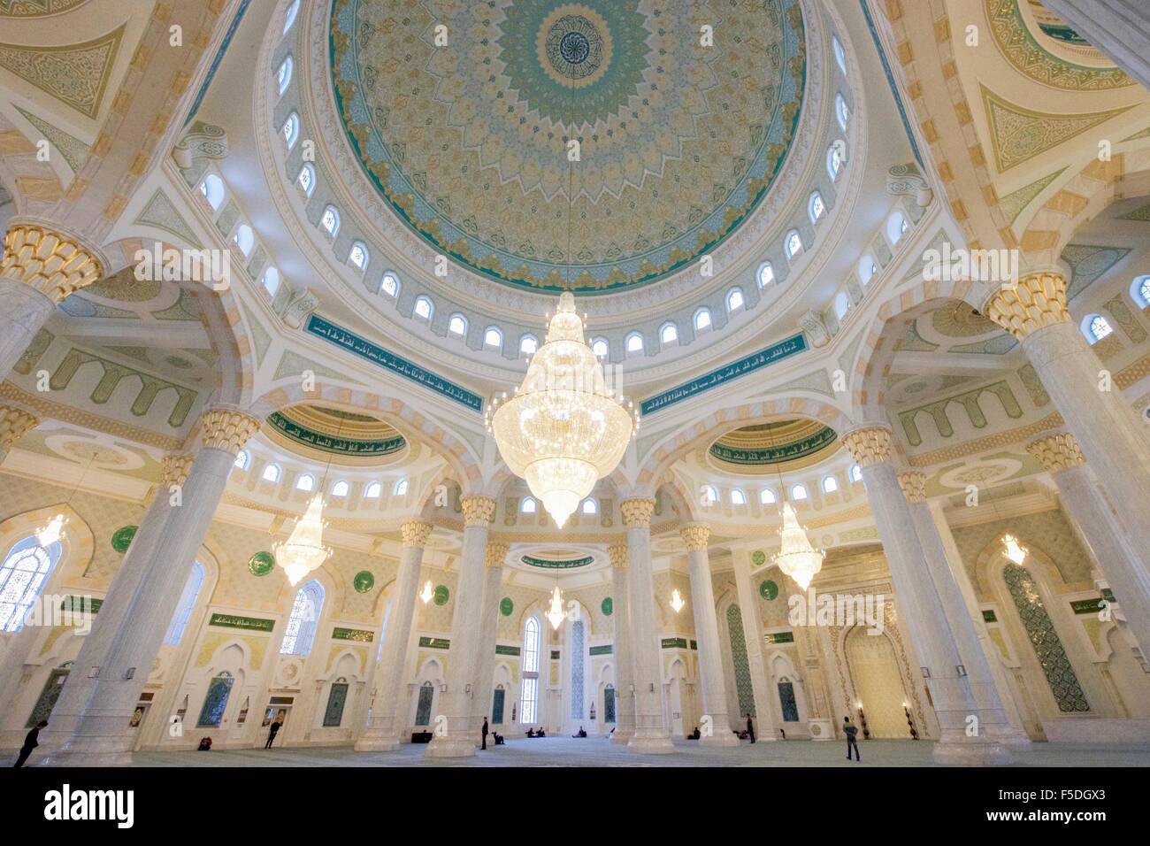 Interior view of the Hazrat Sultan Mosque, the largest in Central Asia ...