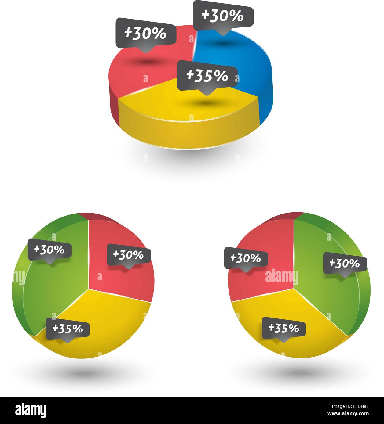 Colored template with pie chart and percentages Stock Vector Image ...