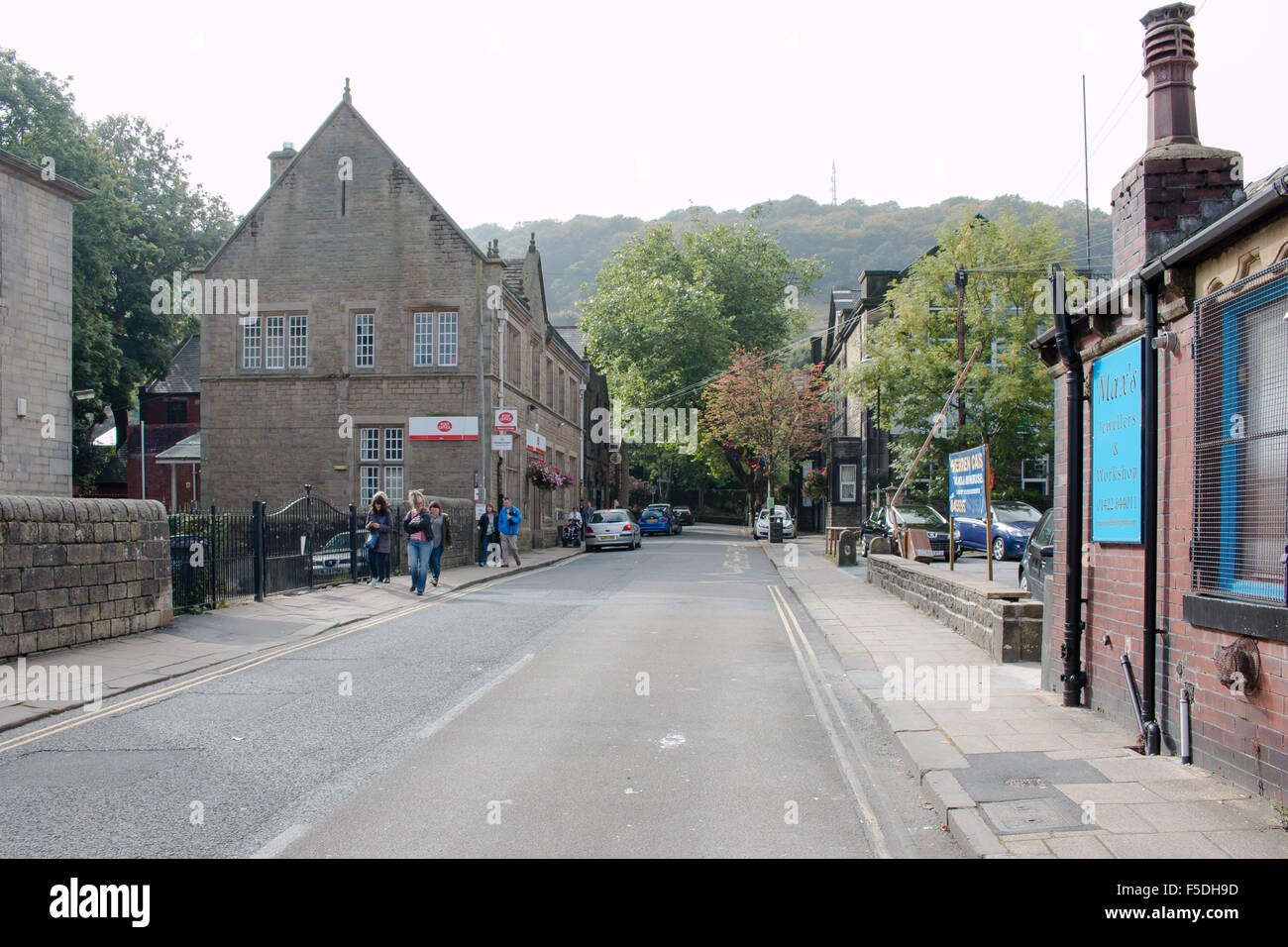 Townscape of Hebden Bridge town centre during a sunny day. Hebden ...