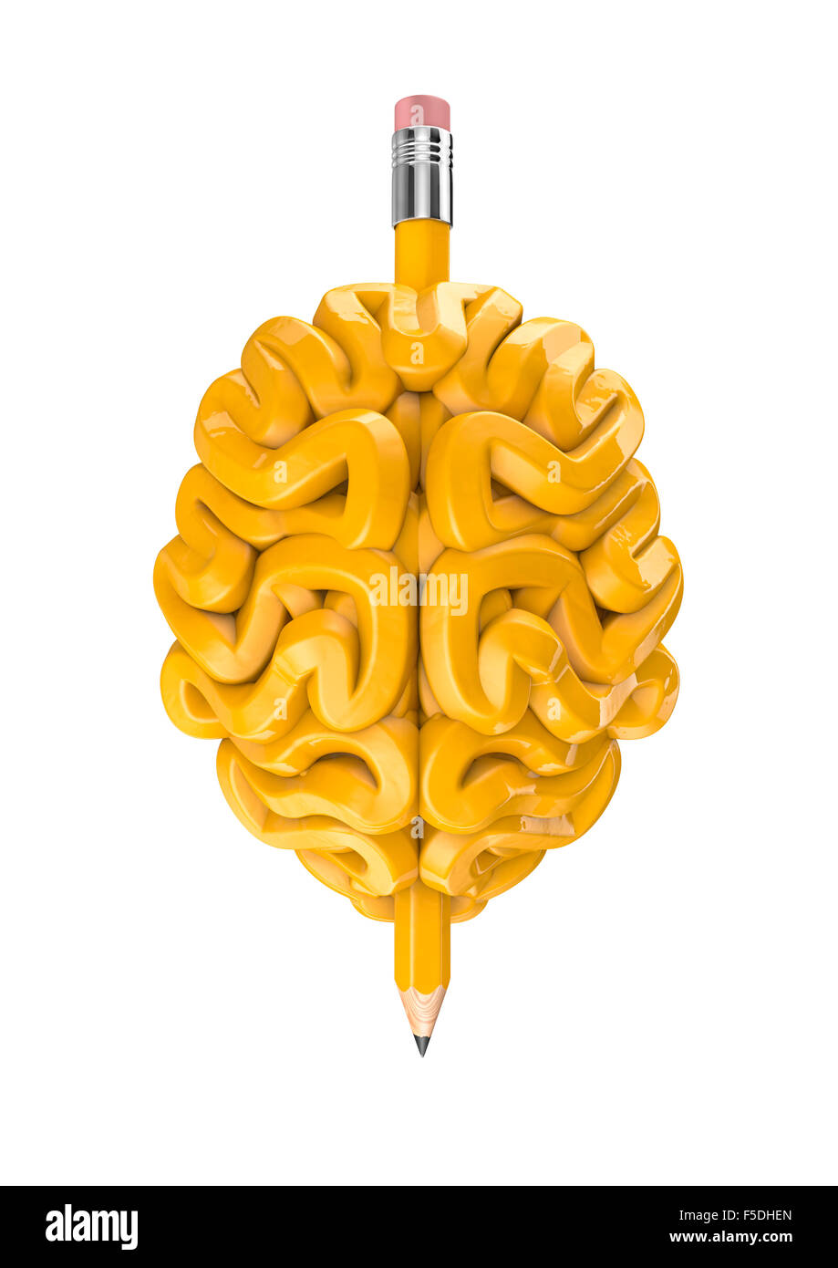 Pencil brain / 3D render of pencil forming human brain Stock Photo - Alamy