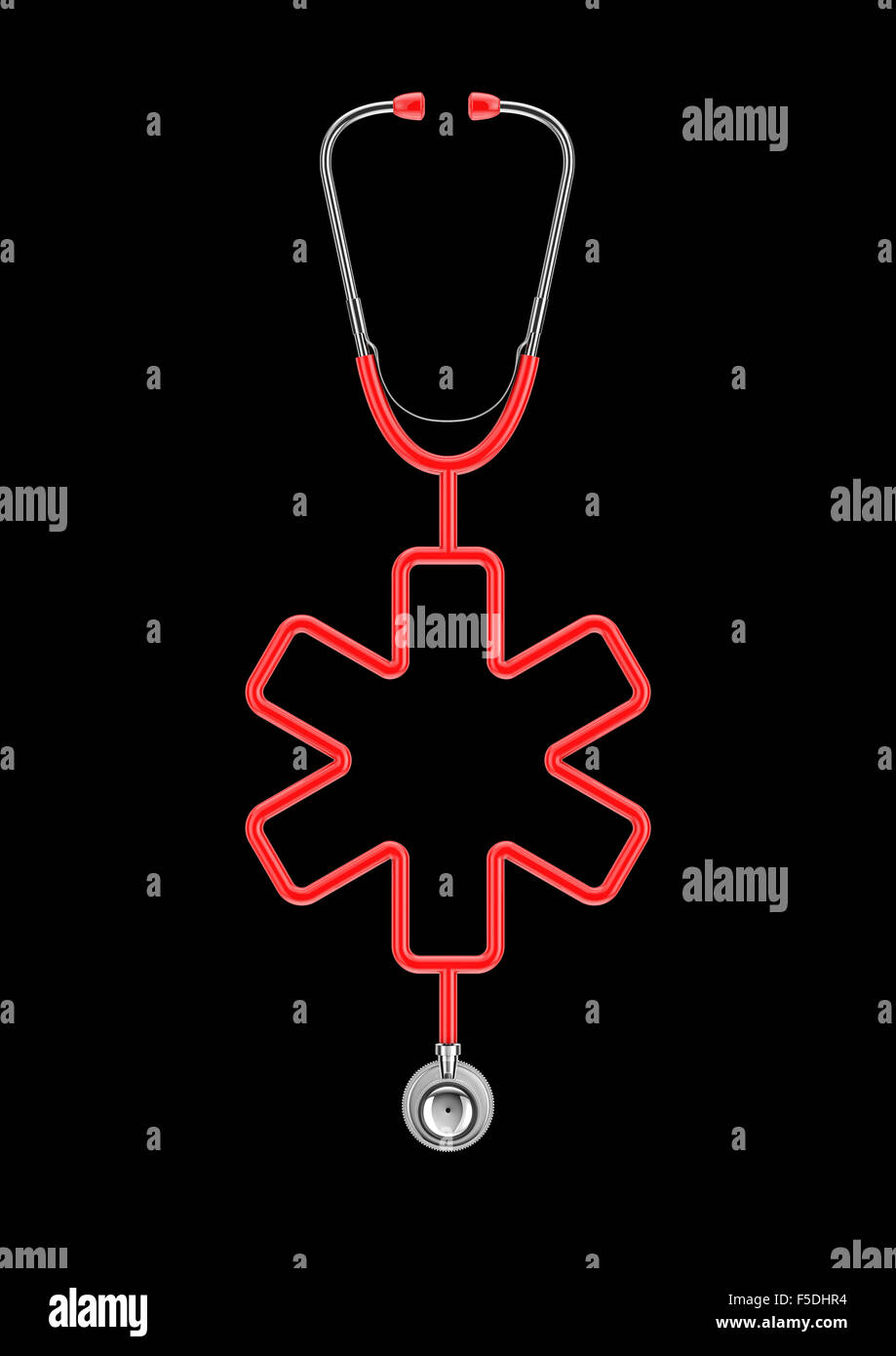 Stethoscope life cross / 3D render of stethoscope tubing forming life ...