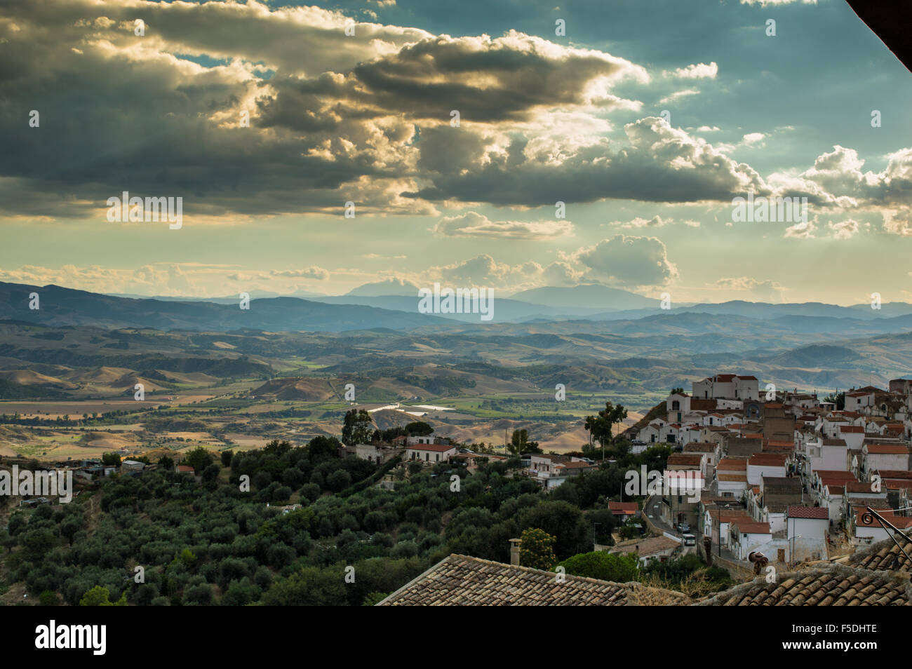 the town of Pisticci (Basilicata - Italy) and landscape around it Stock ...