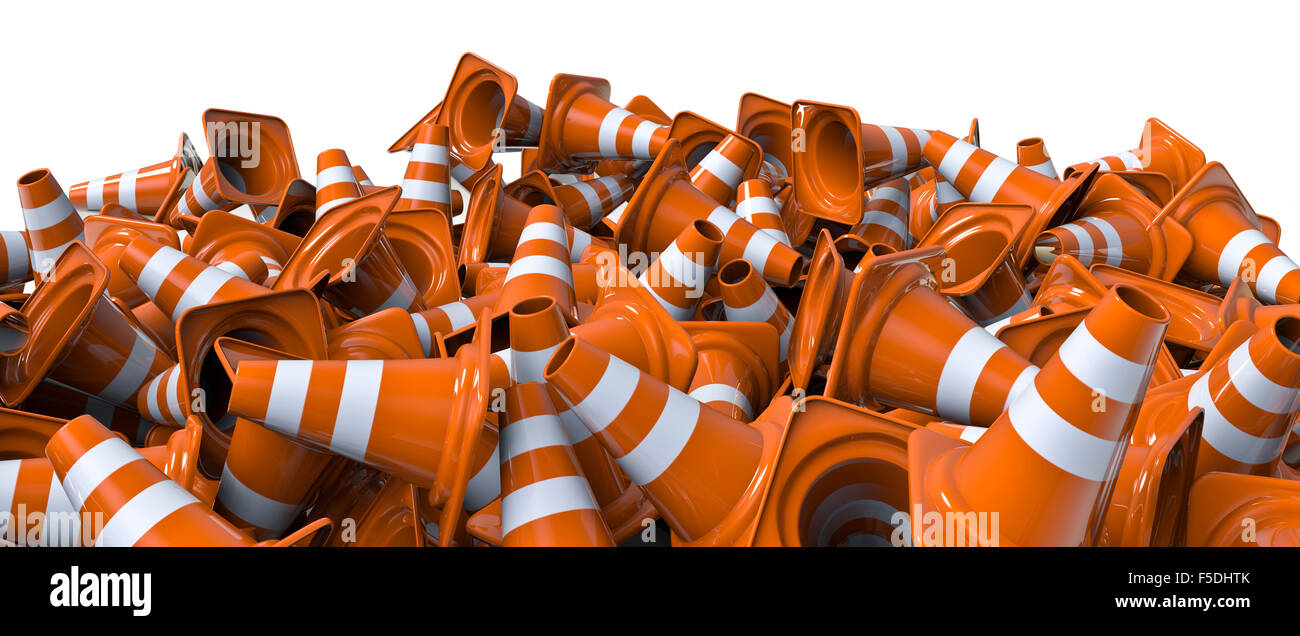 Pile of traffic cones / 3D render of lots of traffic cones Stock Photo ...