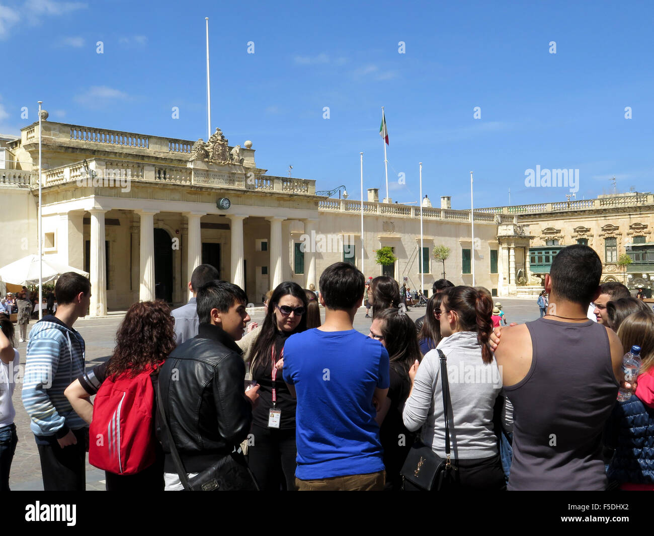 Tourists in Palace Square, Valletta, Malta Stock Photo - Alamy