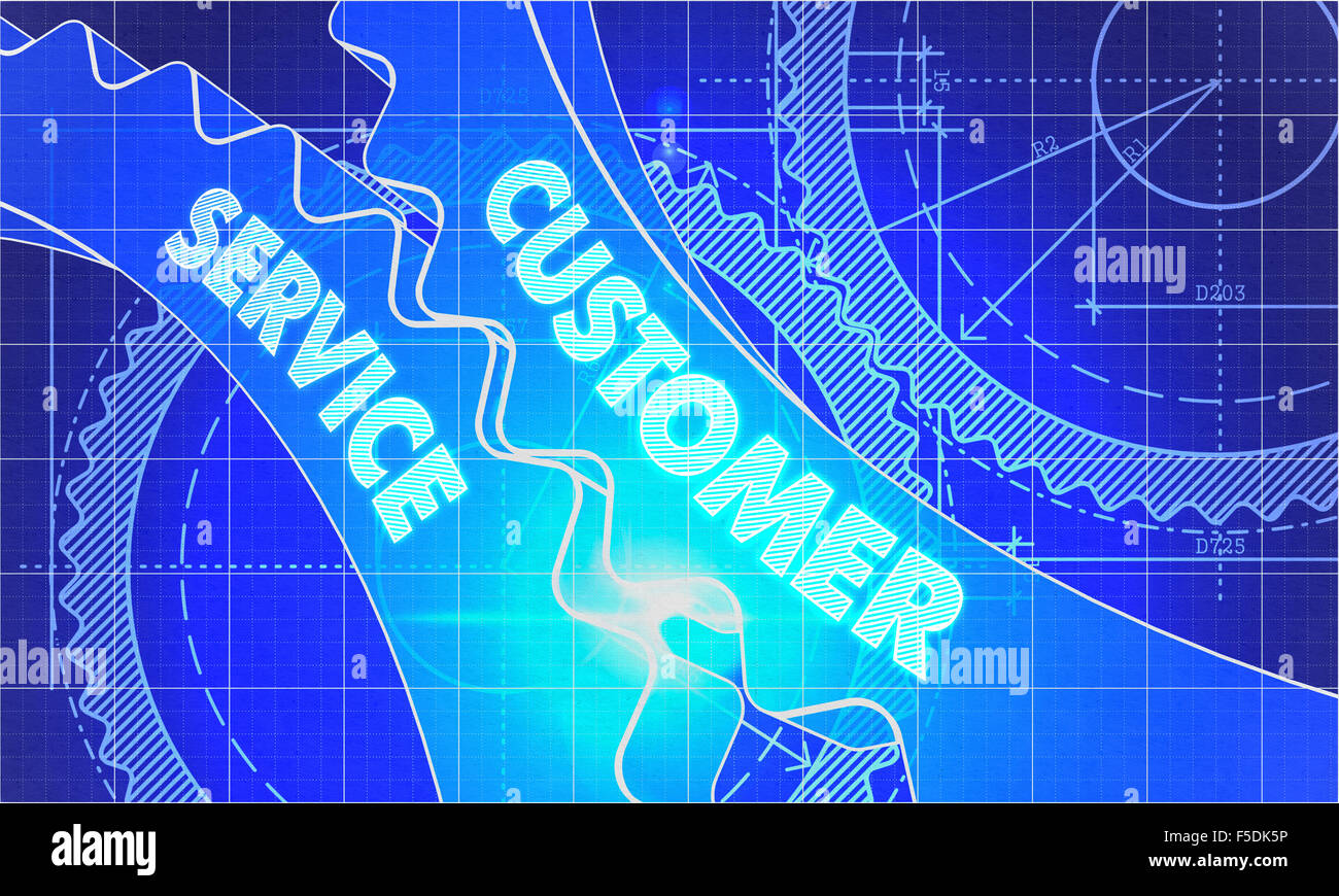 Customer Service on the Gears. Blueprint Style Stock Photo - Alamy