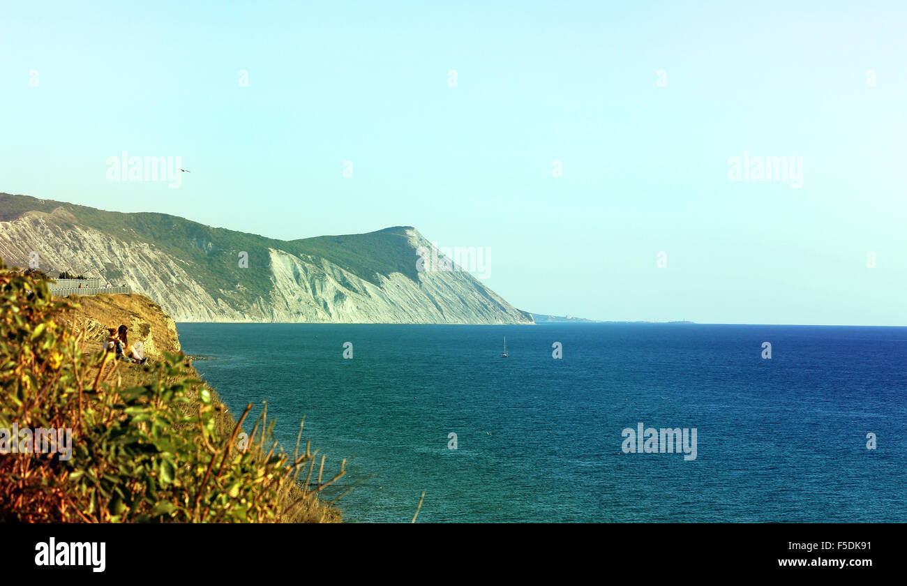 Beautiful seascape on the coast of the high bank Stock Photo - Alamy