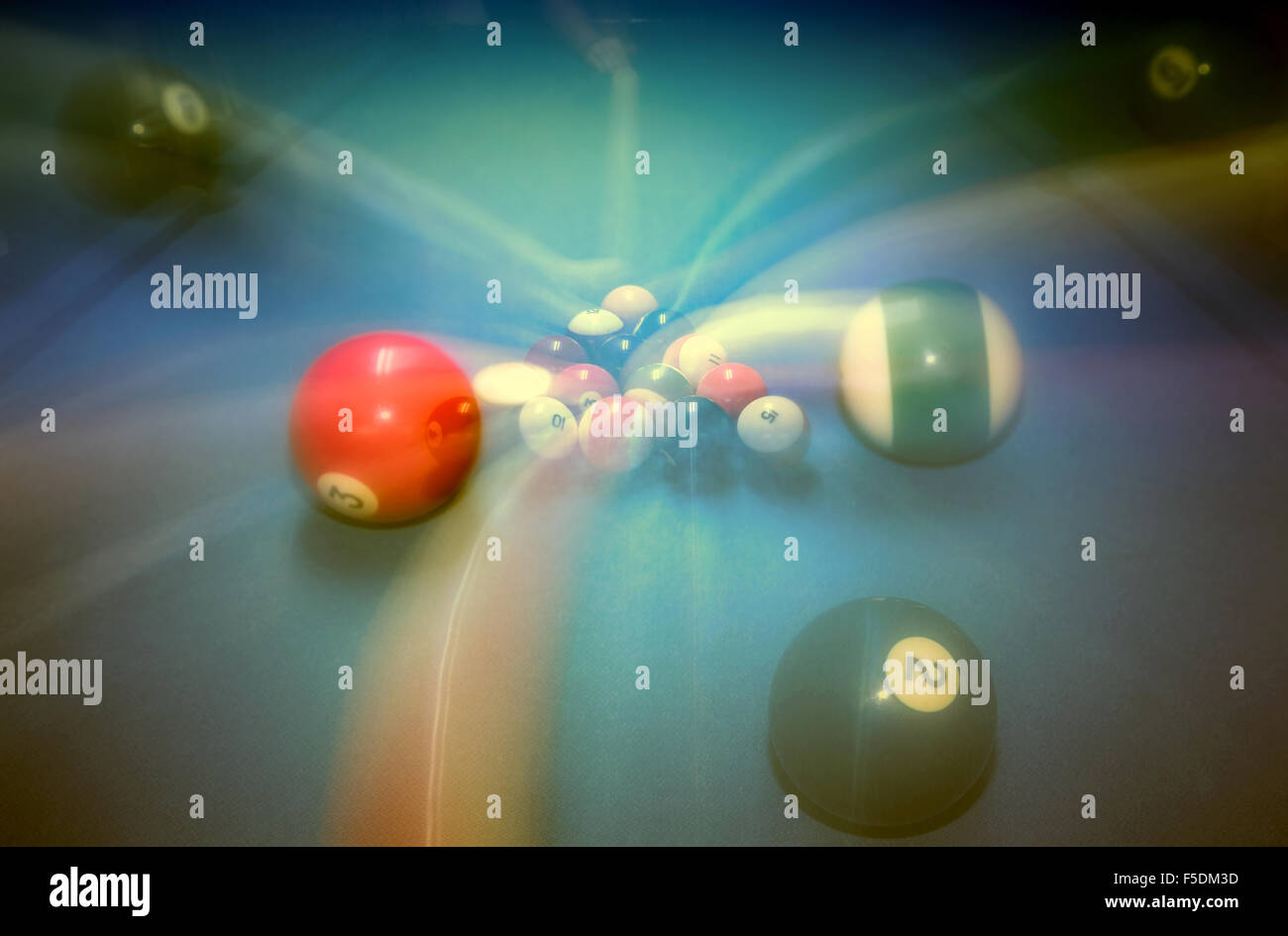 Billiard table vintage background, playing game in night club, slow ...