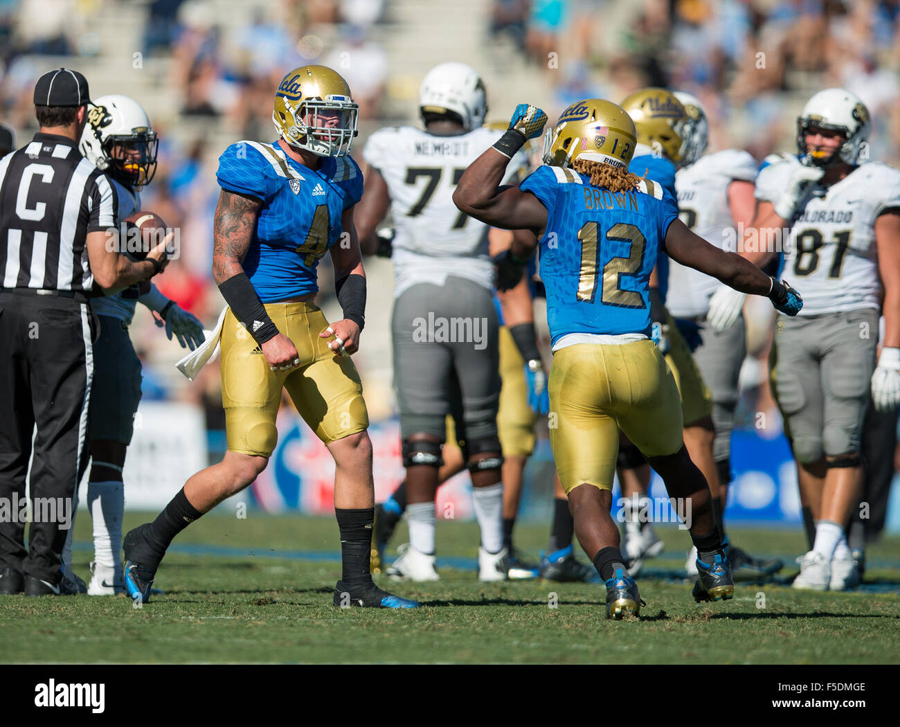 Pasadena, CA. 31st Oct, 2015. UCLA Bruins linebacker (12) Jayon Brown ...