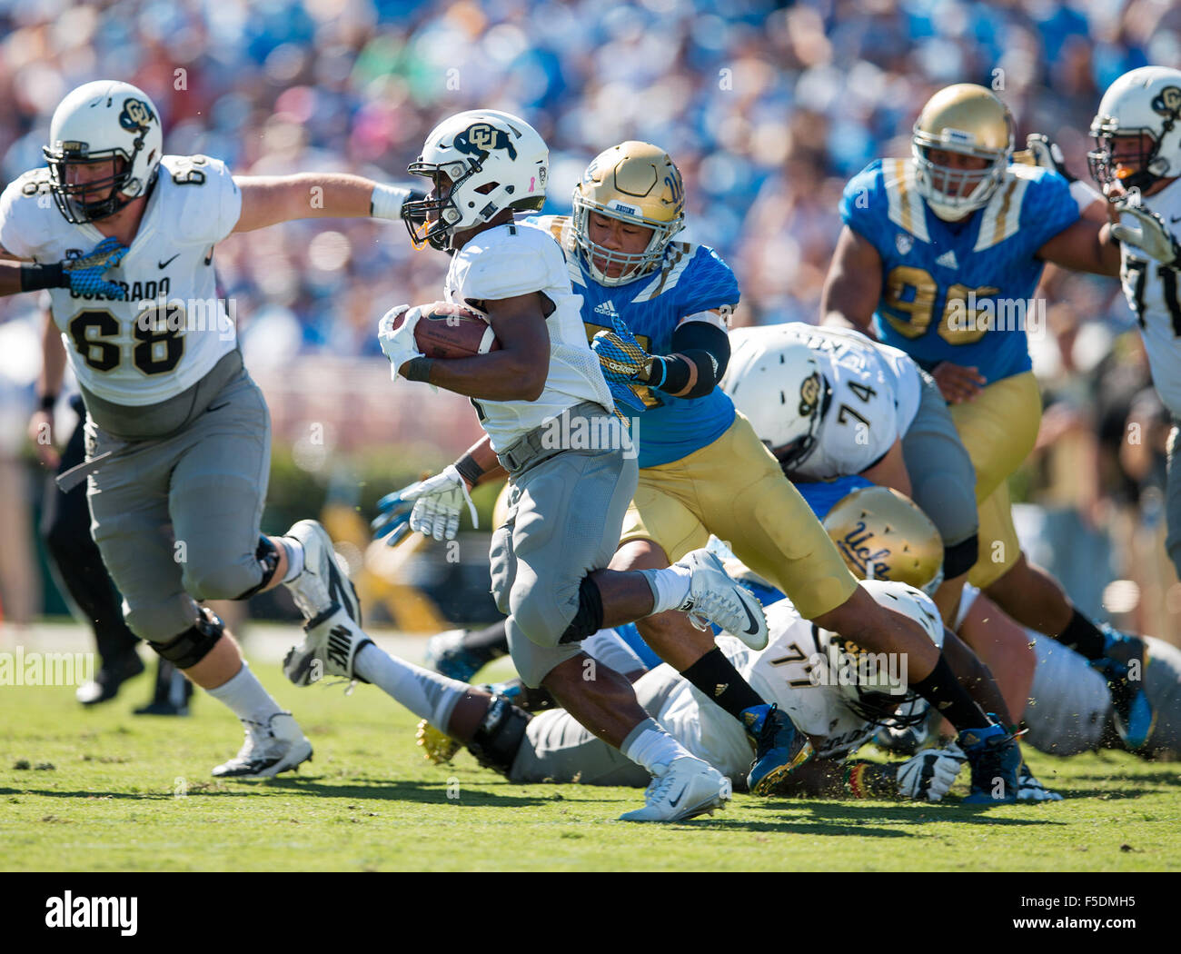 Pasadena, CA. 31st Oct, 2015. Colorado running back (1) Patrick Carr ...