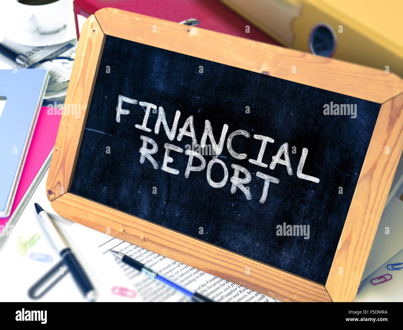 Hand Drawn Financial Report Concept on Small Chalkboard Stock Photo - Alamy