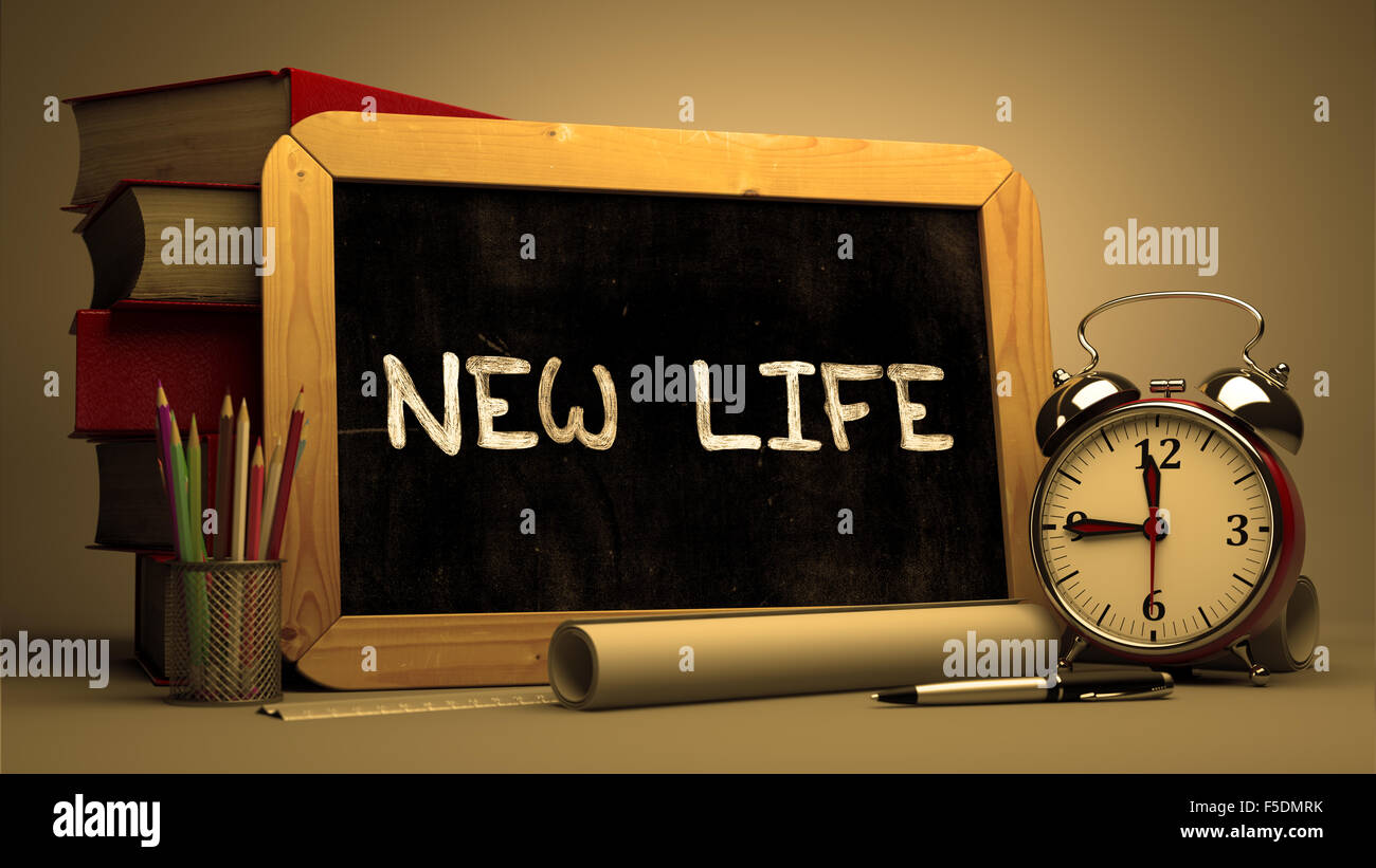 New Life - Chalkboard with Hand Drawn Text Stock Photo - Alamy