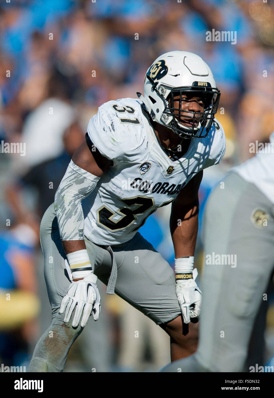 Pasadena, CA. 31st Oct, 2015. Colorado linebacker (31) Kenneth Olugbode ...