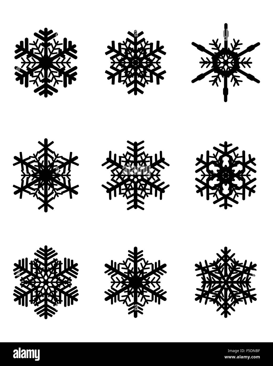 Set of different black snowflakes, vector Stock Photo - Alamy