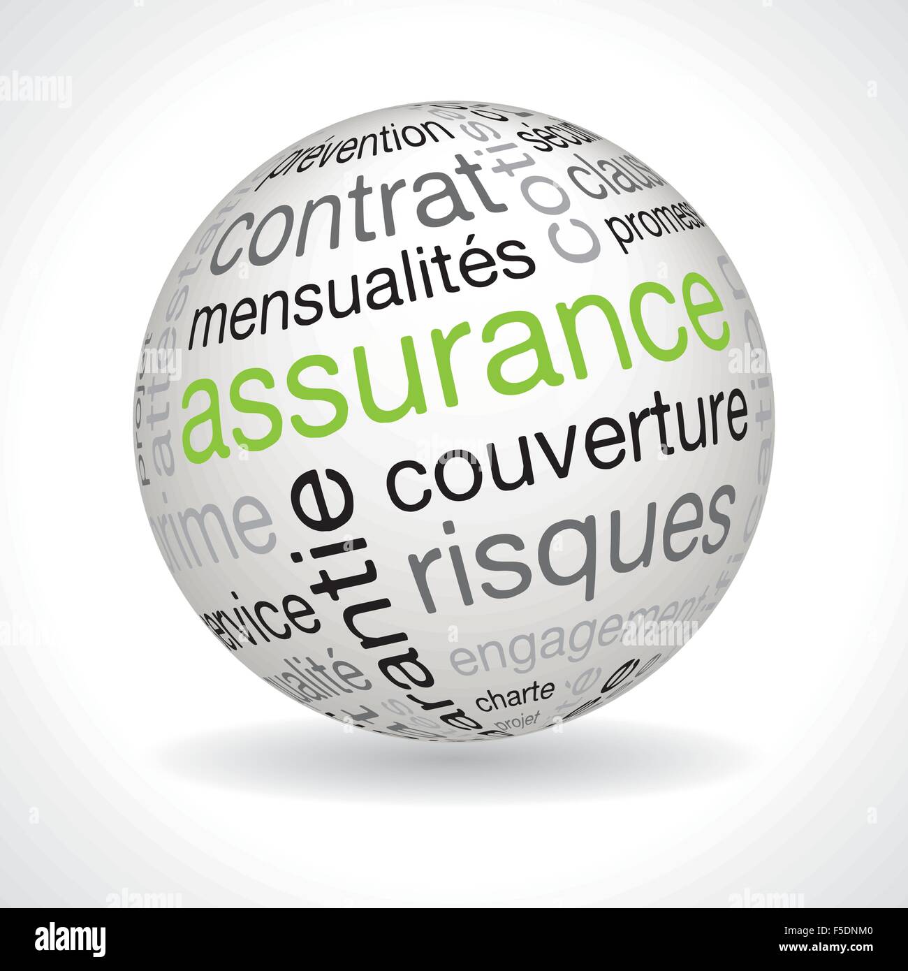 French insurance policy theme sphere with keywords full vector Stock ...