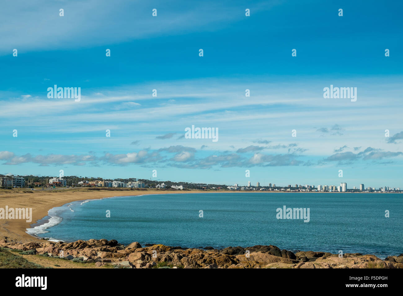 Punta del Este bay and beach with its skyline in the background Stock ...